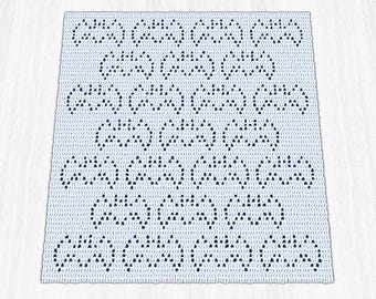 Musical Notes Filet Crochet Blanket PDF Resizable Pattern - Etsy