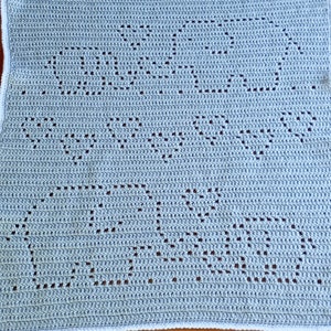 Elephants Baby Blanket PDF Pattern | Filet Crochet - Etsy UK