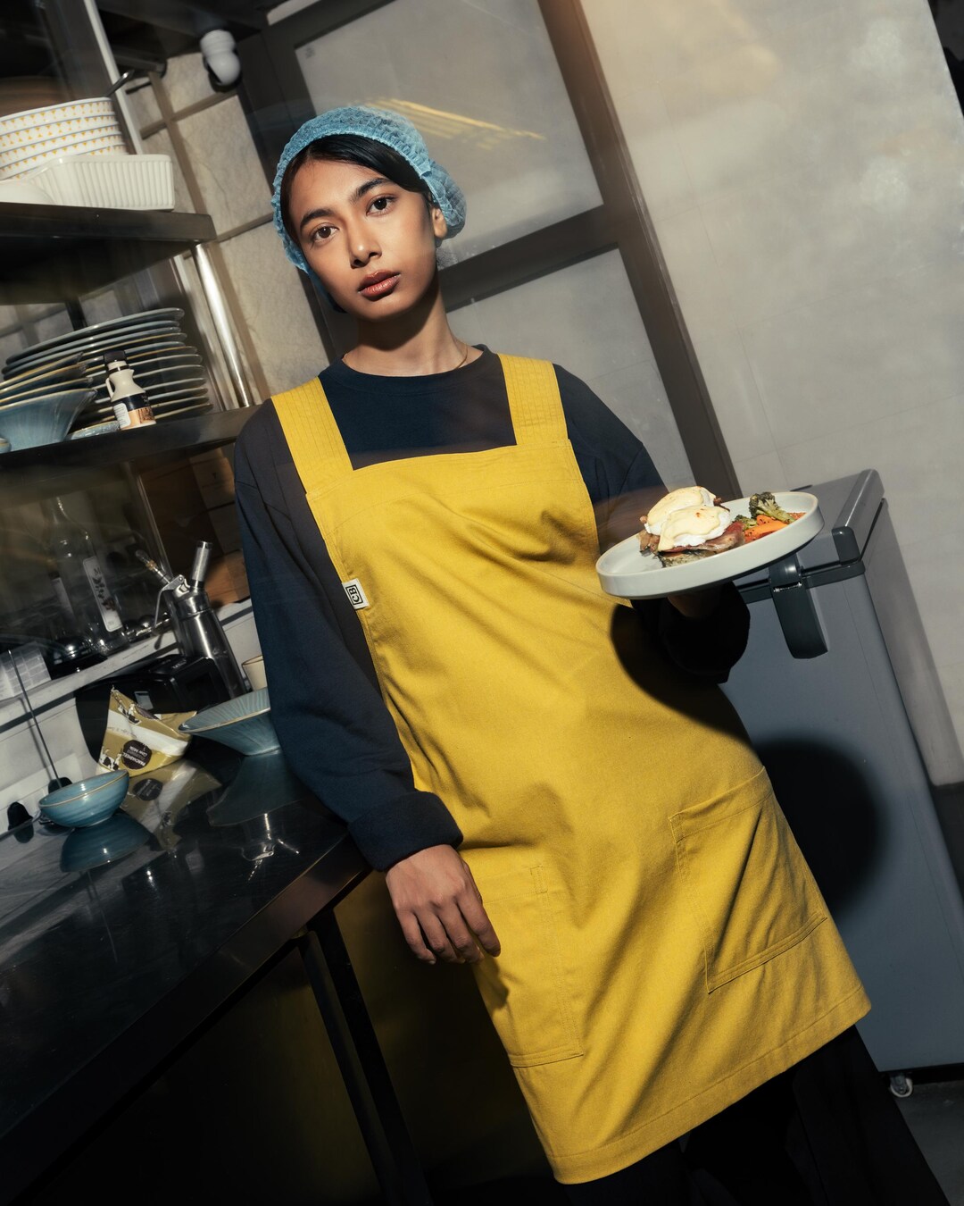 Mustard Linen Crossback Chore Apron, Baking Apron, Japanese Style Smock ...