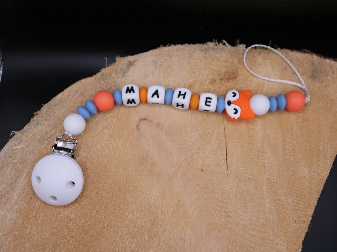 Personalized Fox Pacifier Clip, Heart Pacifier Clip, First Name ...