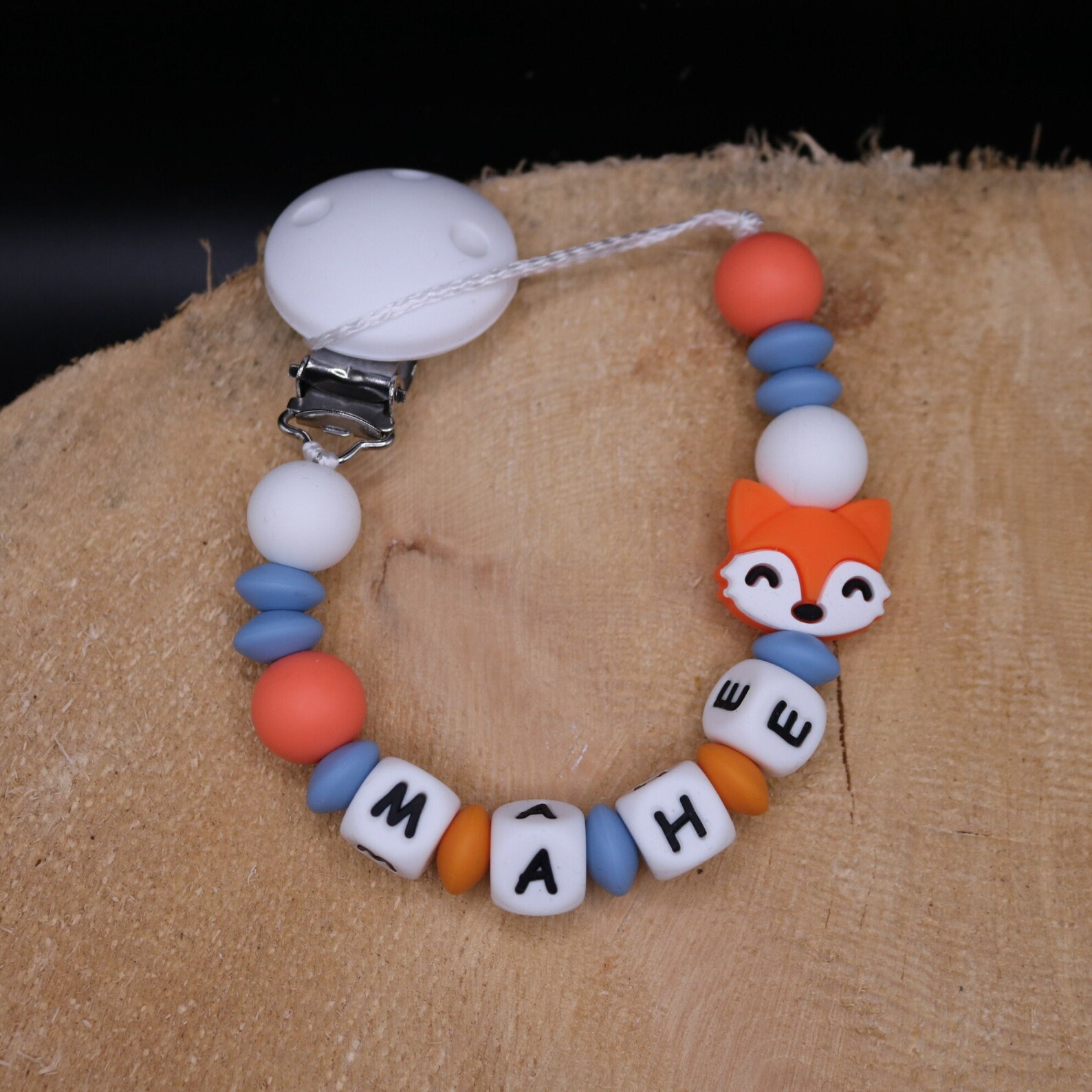 Personalized Fox Pacifier Clip, Heart Pacifier Clip, First Name ...