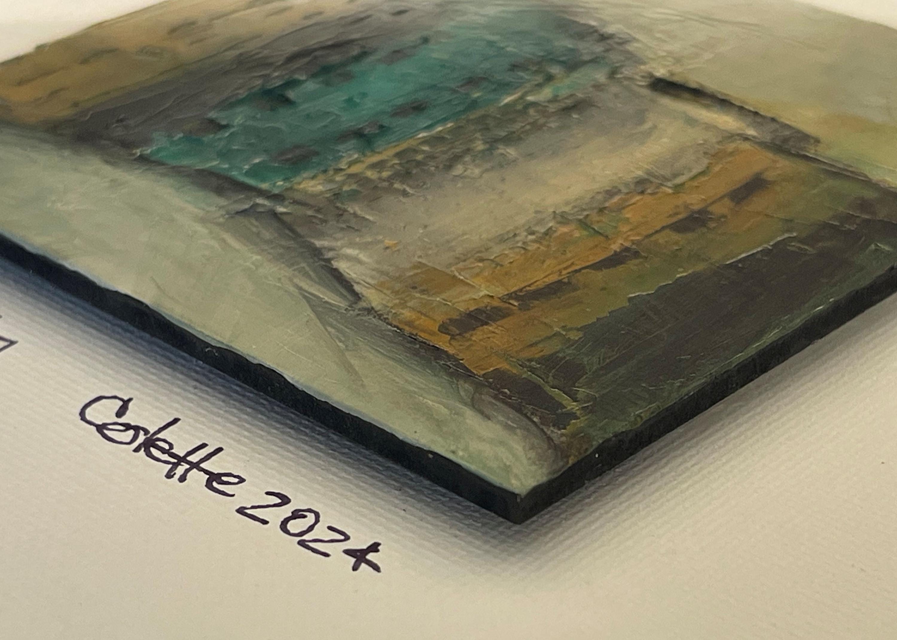 ORIGINAL FLOAT MOUNTED Abstract Cityscape Mounted on Canvas Panel ...