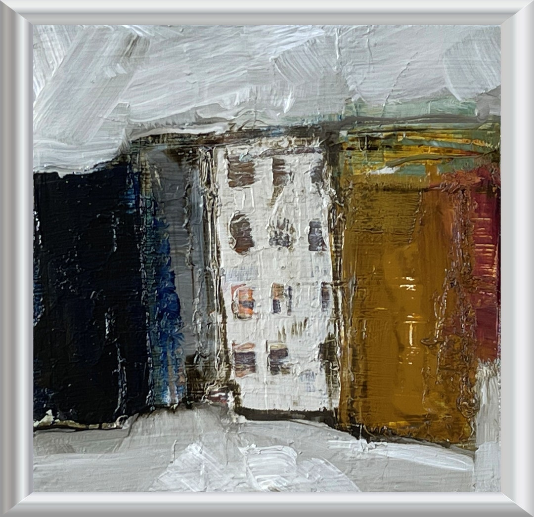 CITYSCAPE Textured Figure Figurative Textured Art Abstract Oil Painting ...