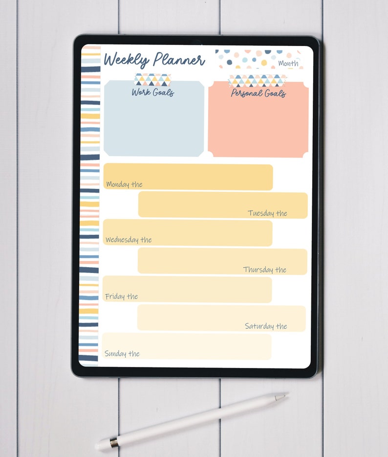 Digital Download Weekly Planner Page Pastel Geometrics, Happy Planner ...
