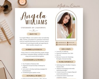 Pink Sorority Resume Template & Cover Letter, Customizable Sorority ...