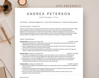 ATS Friendly Resume Template, Editable for Google Docs, Apple Pages ...