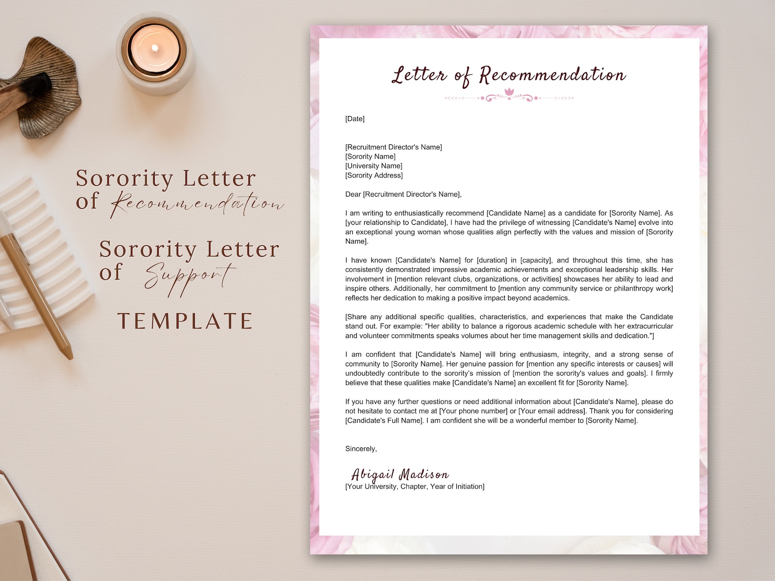 Sorority Recommendation Letter Template in Google Docs & Canva ...