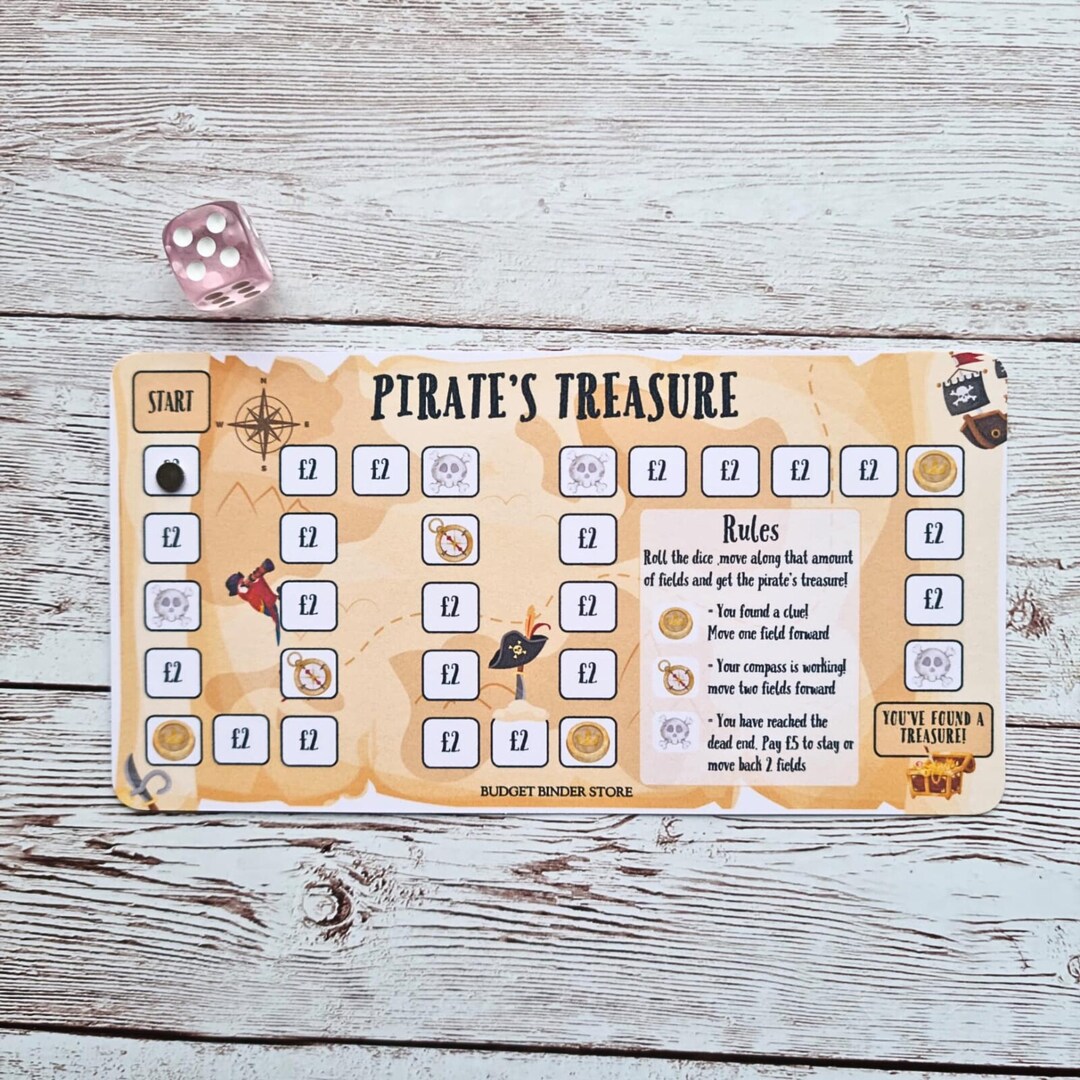 Pirate’s Treasure Savings Game | Fun Budgeting Challenge Tracker | Dice ...