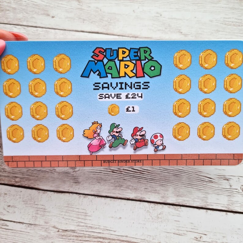 Super Mario Savings Challenge Fun Money Tracker for Kids Save 24 ...