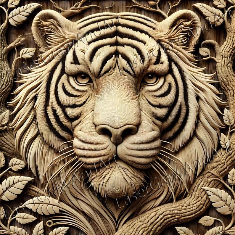 3D Illusion Tiger Portrait - Laser Engraving File (digital File) - Etsy