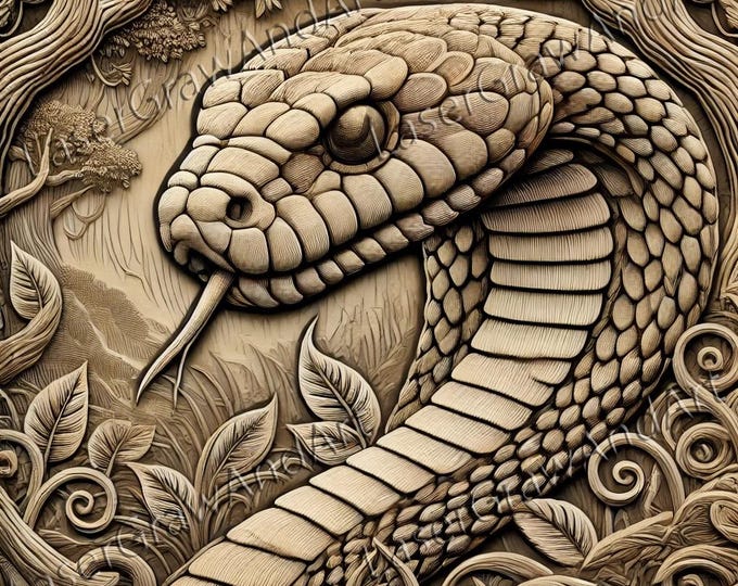 Intricate Cobra Snake 3D Illusion Laser Engraving Design - Detailed ...