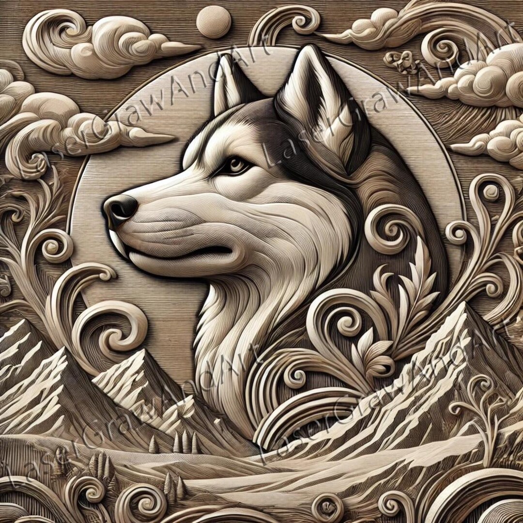 Dog Portrait File | Plaque | Wall Art | Laser | 3D | Live Edge | Husky ...
