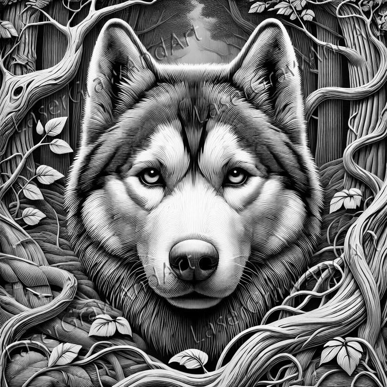 Dog Portrait File | Plaque | Wall Art | Laser | 3D | Live Edge | Husky ...