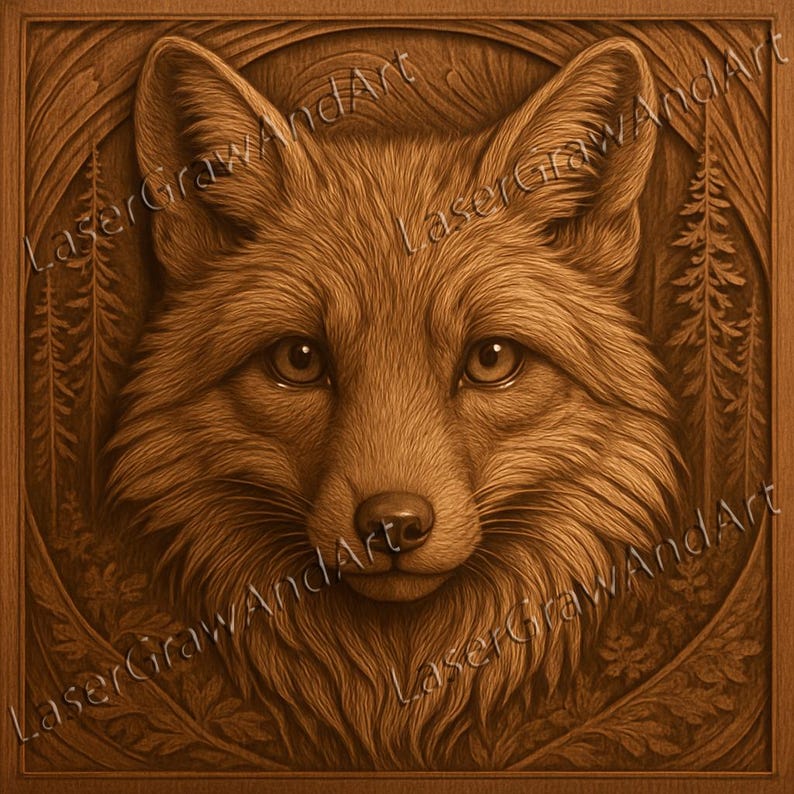 3D Fox Laser Engraving File: Wood Texture Wall Art (digital Download ...