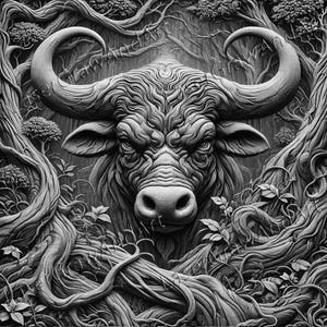 3D Illusion Bull Portrait Laser Engraving File (digital File) - Etsy