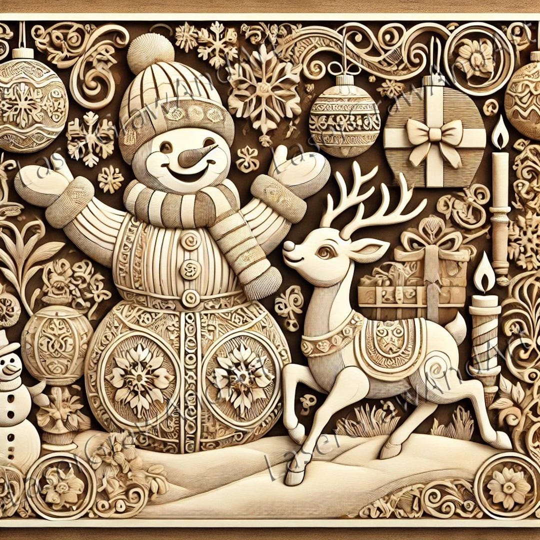 Snowman Laser Engraving File | Wall Art | Laser | 3D | Live Edge ...