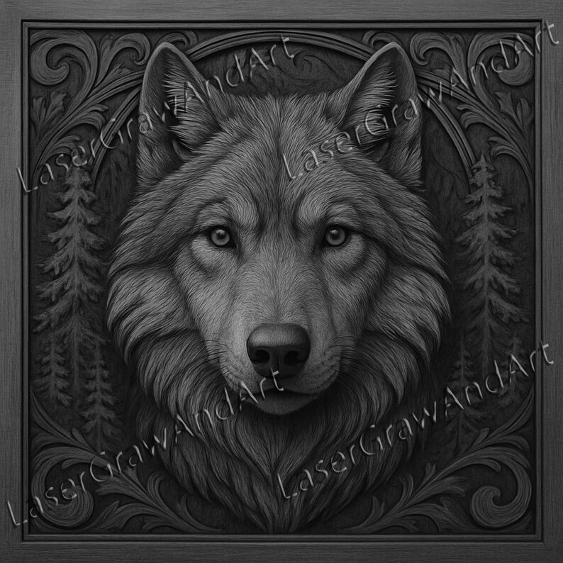 Wolf Head Laser Engraving File | 3D Effect | PNG | Woodland Animal Art ...
