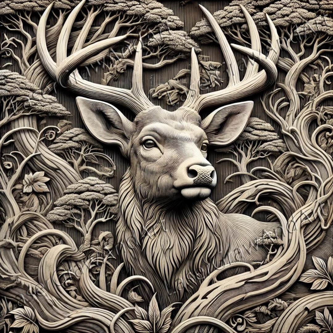 Deer Portrait File | Plaque | Wall Art | Laser | 3D | Live Edge | Deer ...
