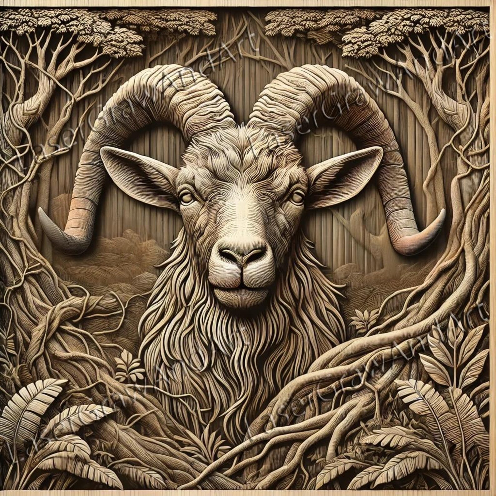 Goat Portrait File | Plaque | Wall Art | Laser | 3D | Live Edge | Goat ...