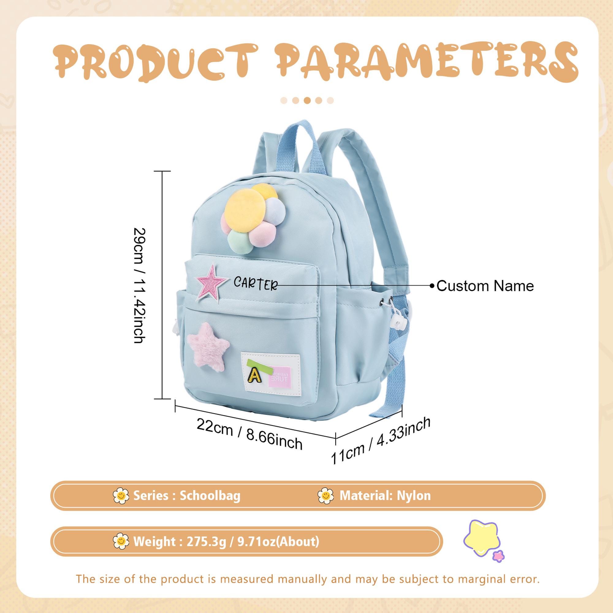 Personalized Nylon Children's Backpack for Preschool Girls With Cute ...