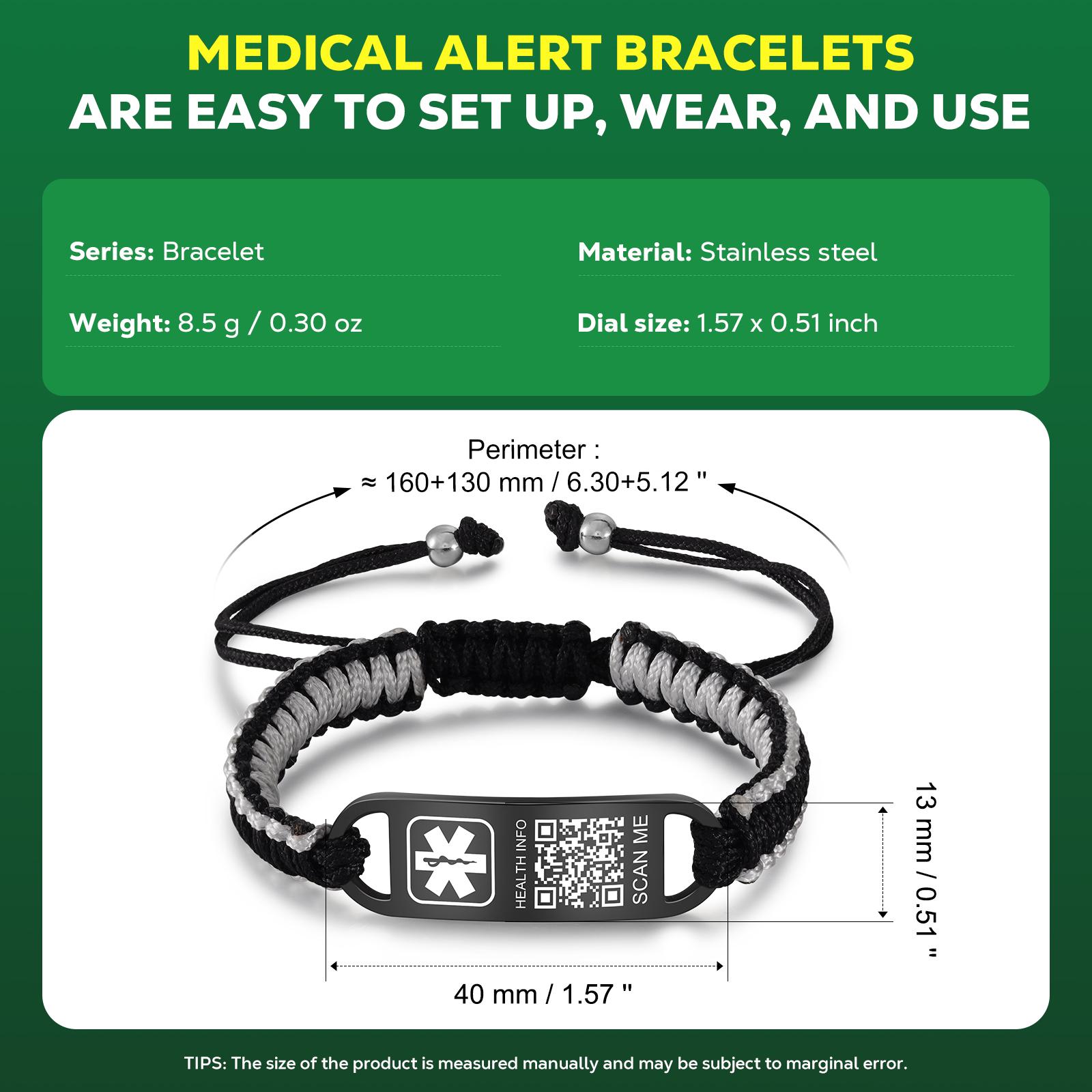 Custom Medical Id Bracelet,personalised Medical Bracelet,emergency ID ...