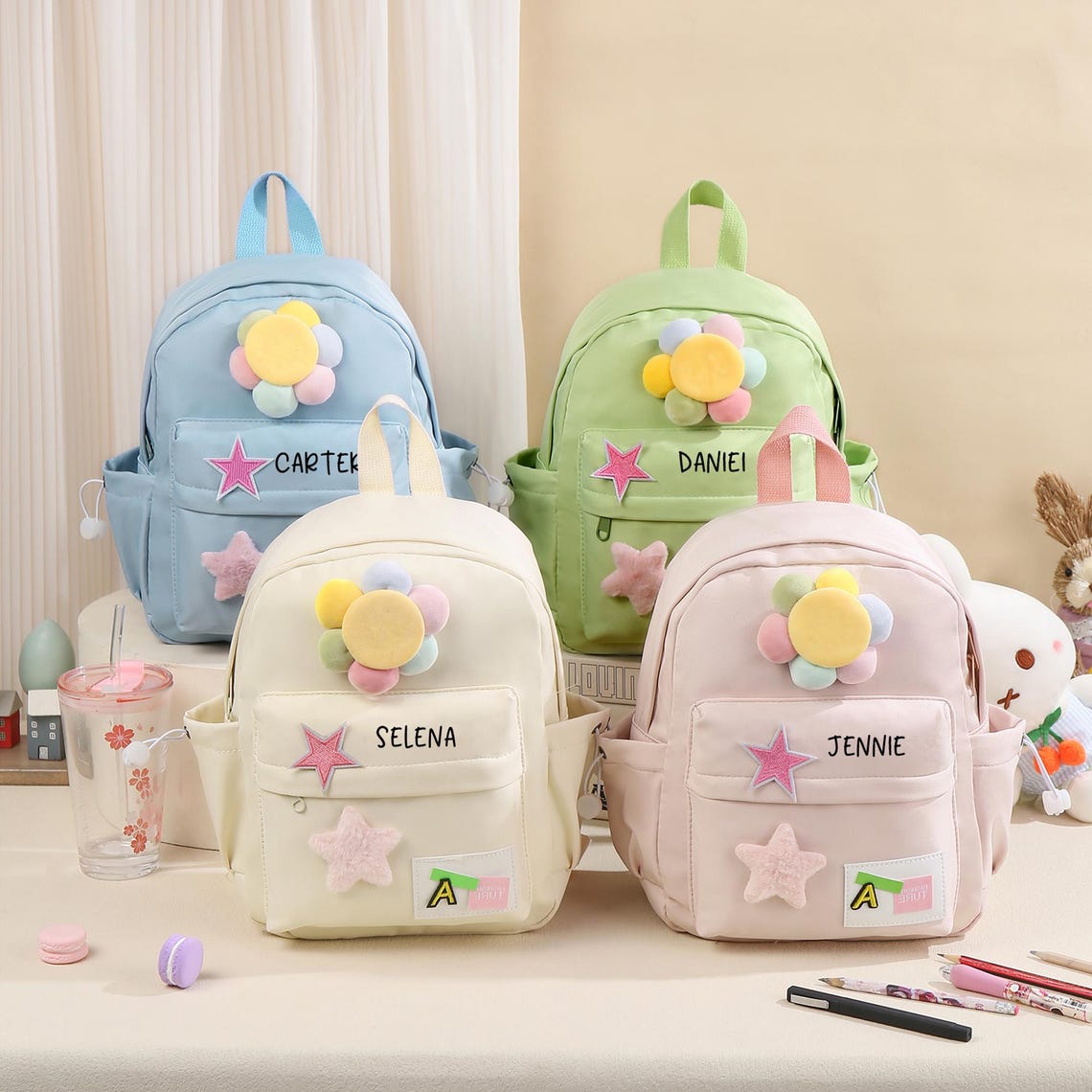 Personalized Nylon Children's Backpack for Preschool Girls With Cute ...