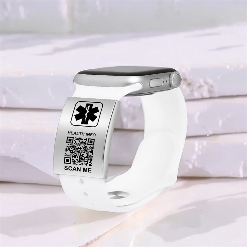 Alert ID Tag for Watch Band, Engraved Apple Watch Safety Plate, Custom ...
