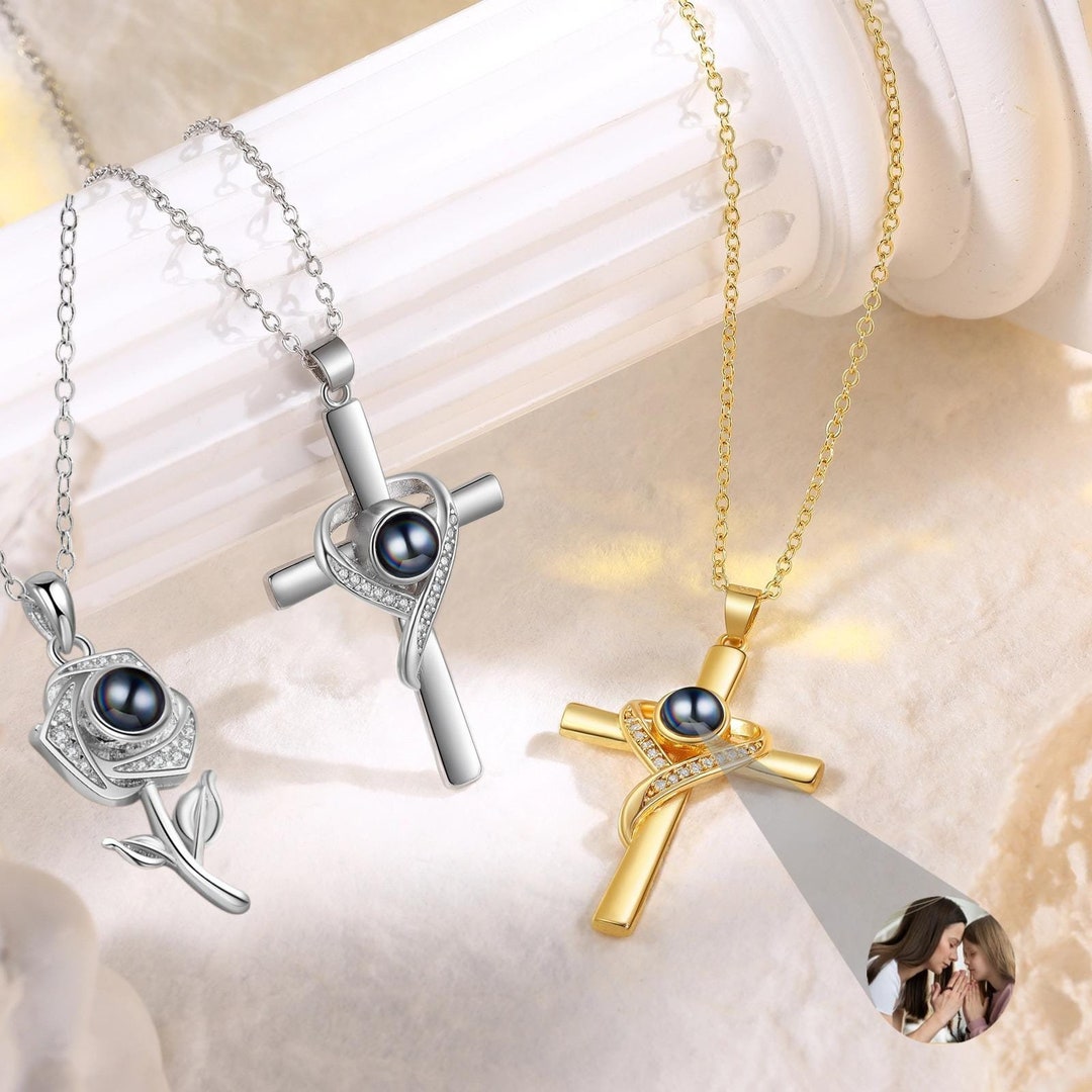 Cross Projection Necklace,photo Picture Inside,mom Necklace,necklace ...