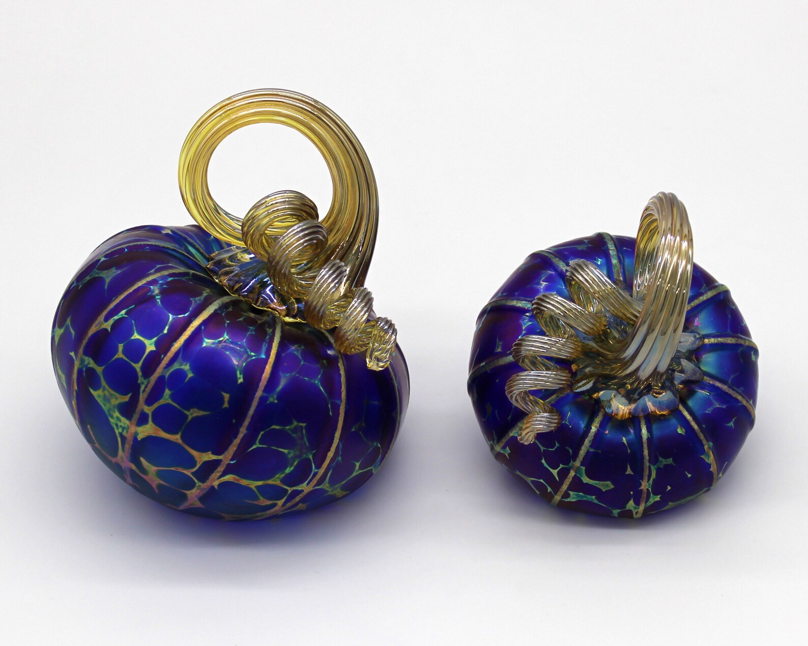 Cobalt Blue Glass Pumpkins - Blown Glass - Multiple Sizes/shapes ...