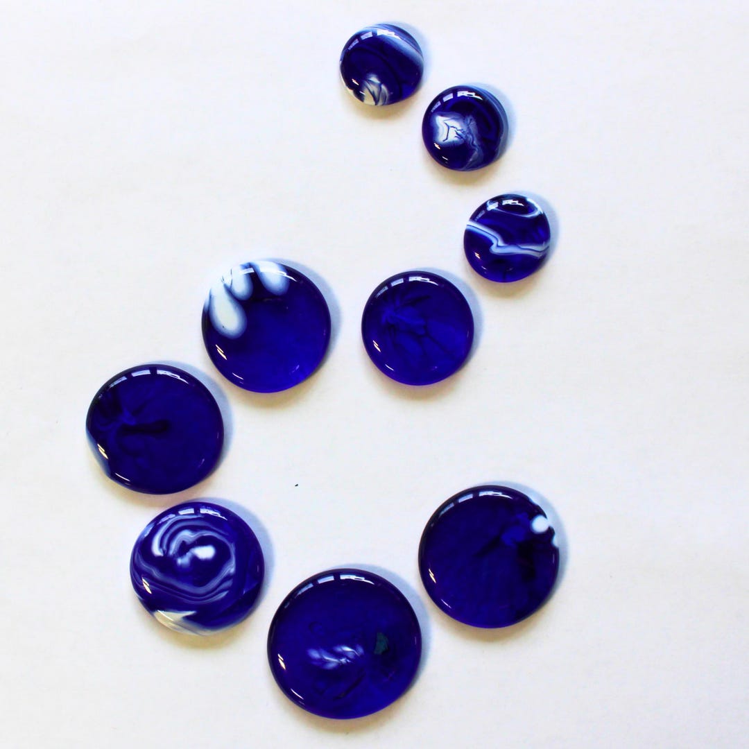 Nubbins in Cobalt With a Hint of White | Fused Glass Cabochons | Large ...