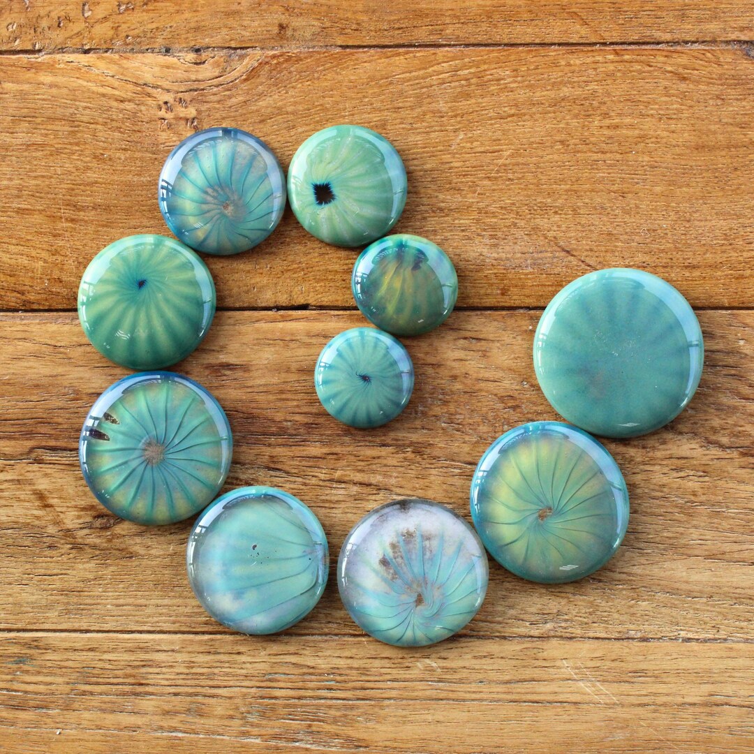 Nubbins in Pewter Grey | Fused Glass Cabochons | Large Glass Puddles ...