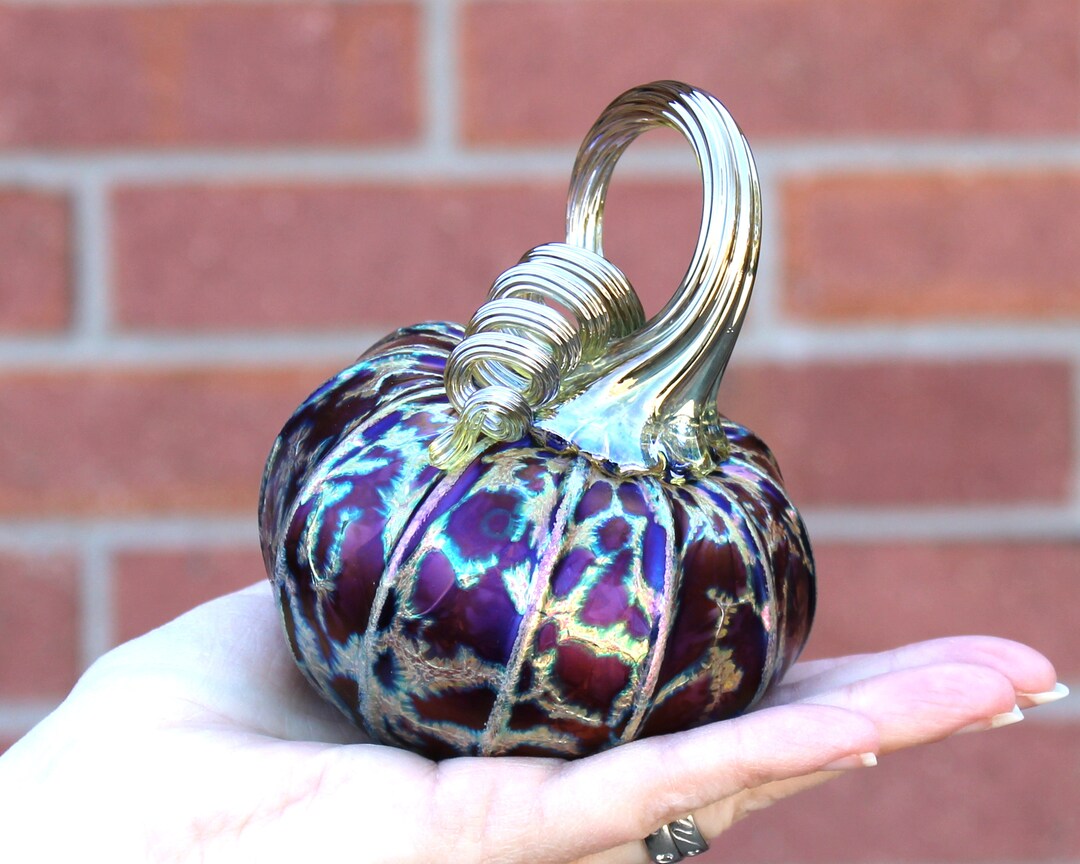 Midnight (purple + Gold) Pumpkins - Blown Glass - Multiple Sizes/shapes ...