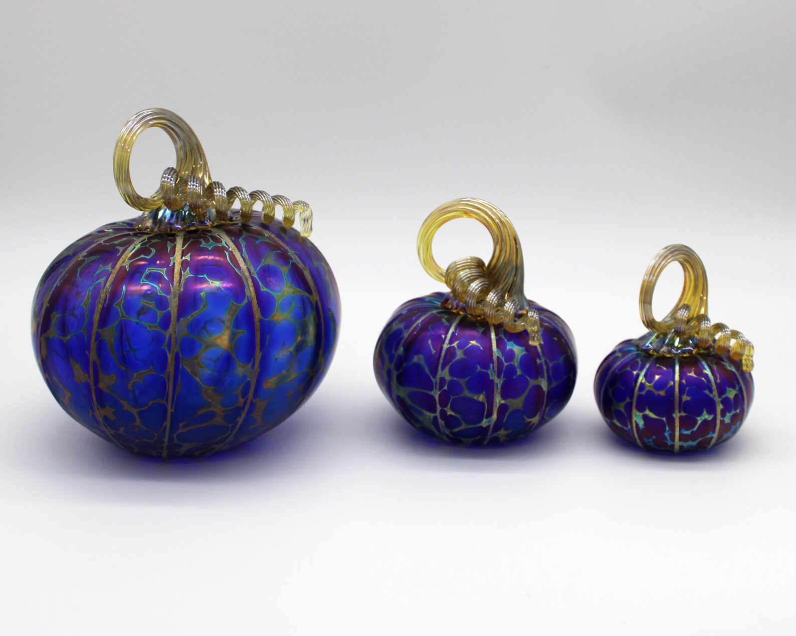 Cobalt Blue Glass Pumpkins - Blown Glass - Multiple Sizes/shapes ...