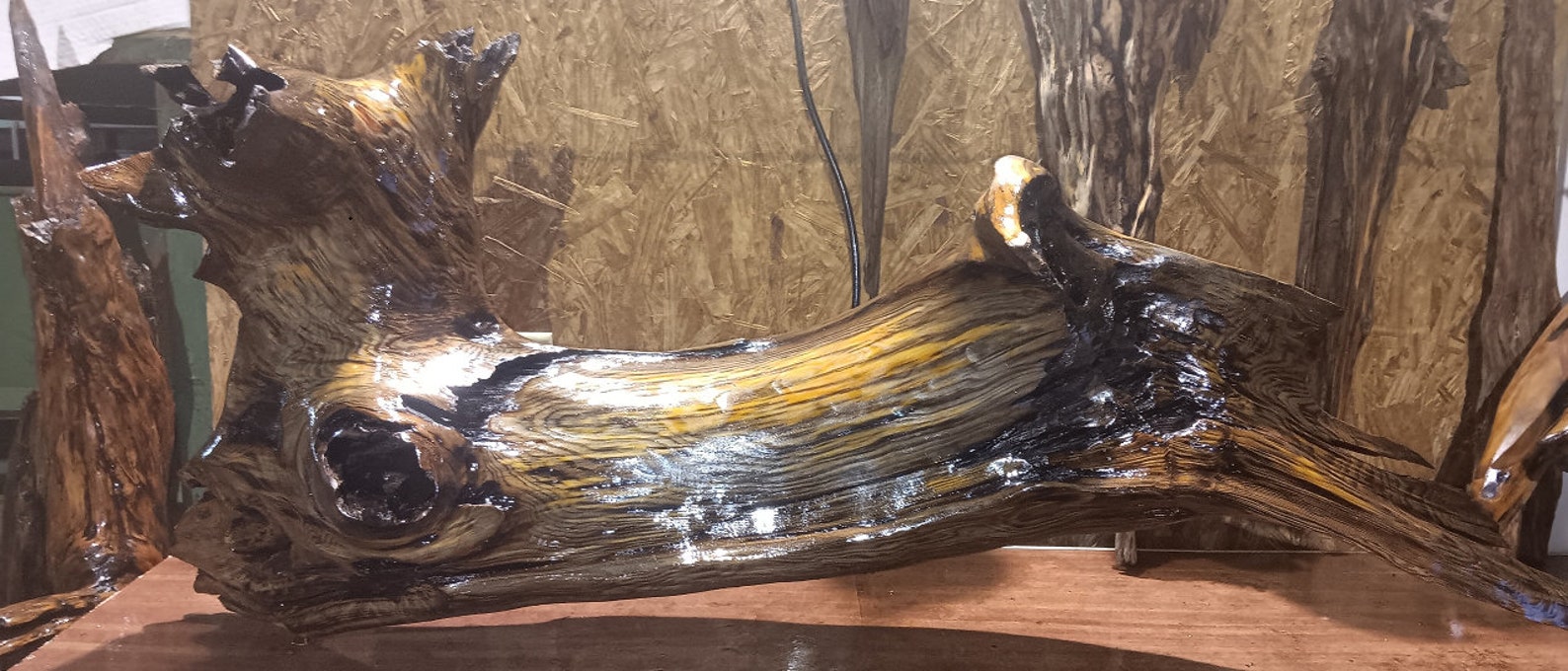 Rare Exquisite Wood Art a One of a Kind Finished Solid Rustic Lightered ...