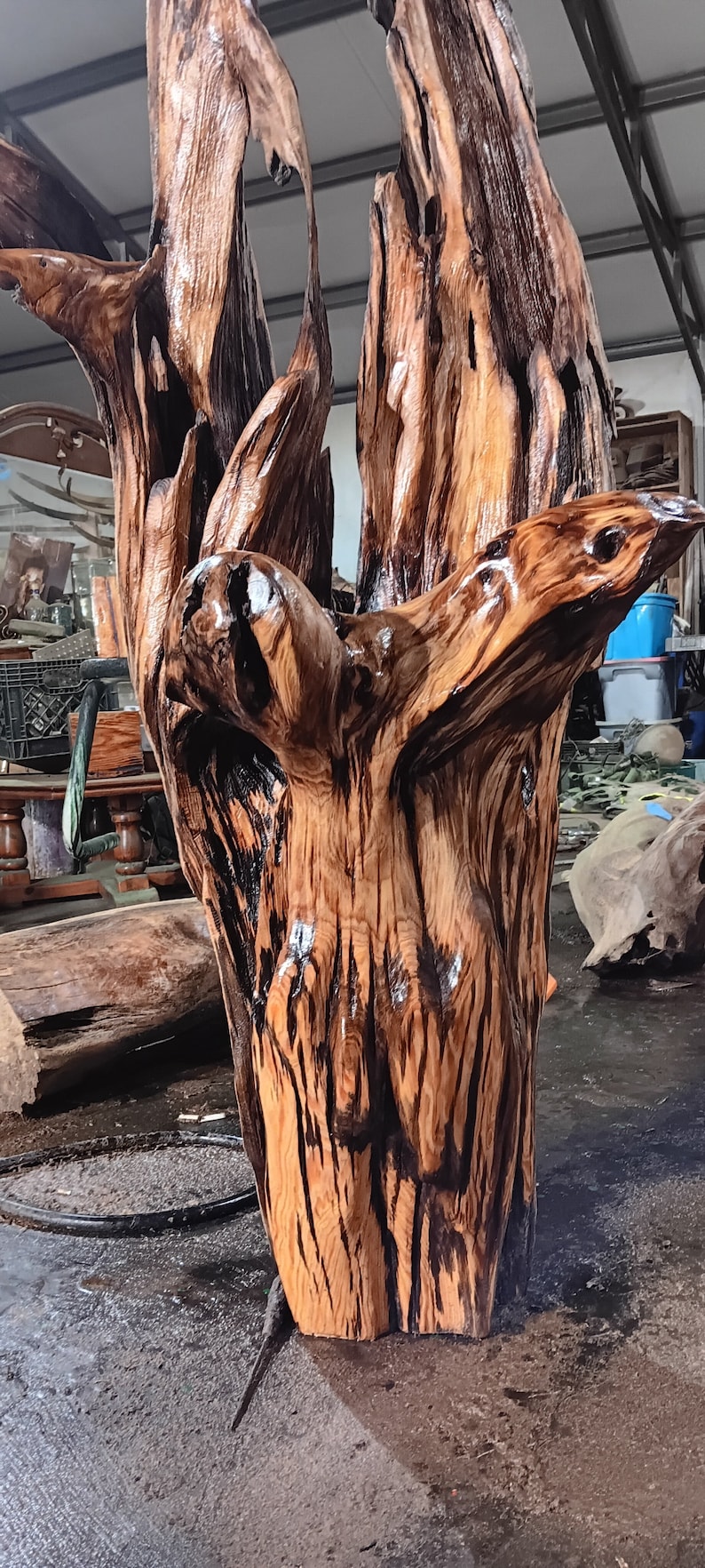 Rare Exquisite Wood Art a One of a Kind Finished Solid Rustic Lightered ...