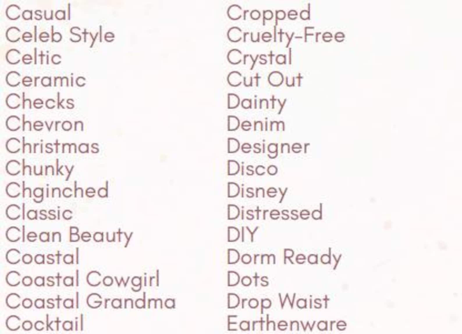 Official Poshmark Style Tag List - Etsy