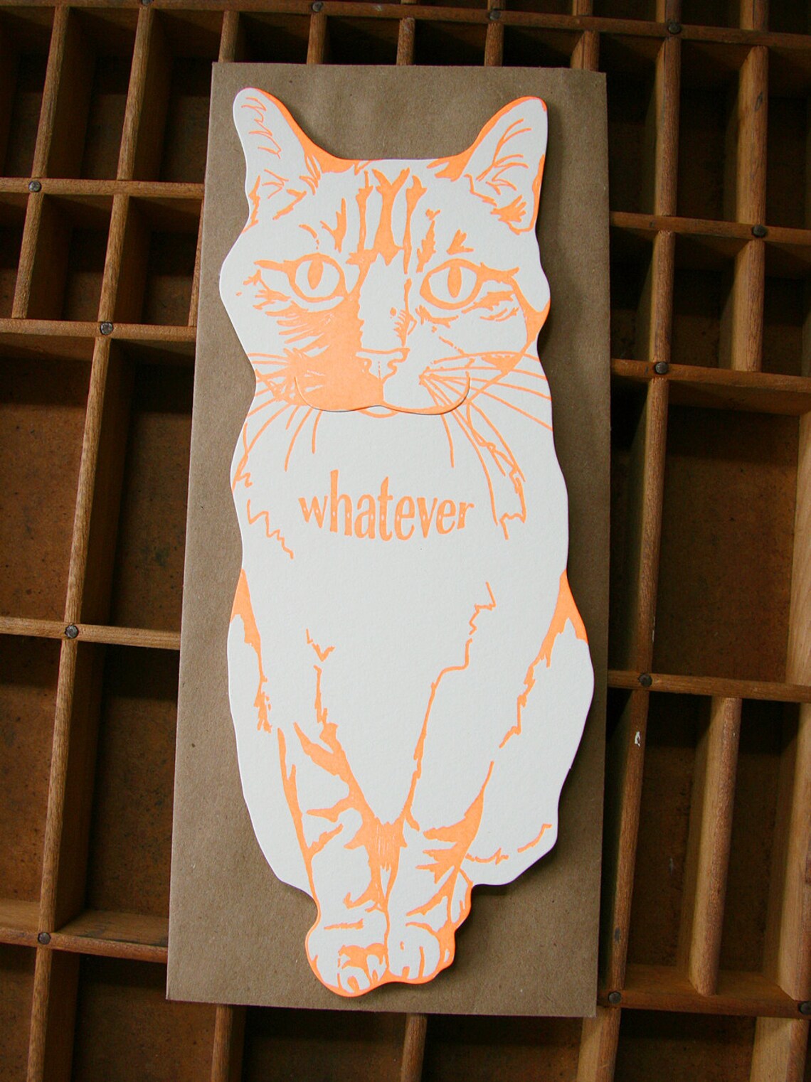 Letterpress Cat Gift Card - Etsy