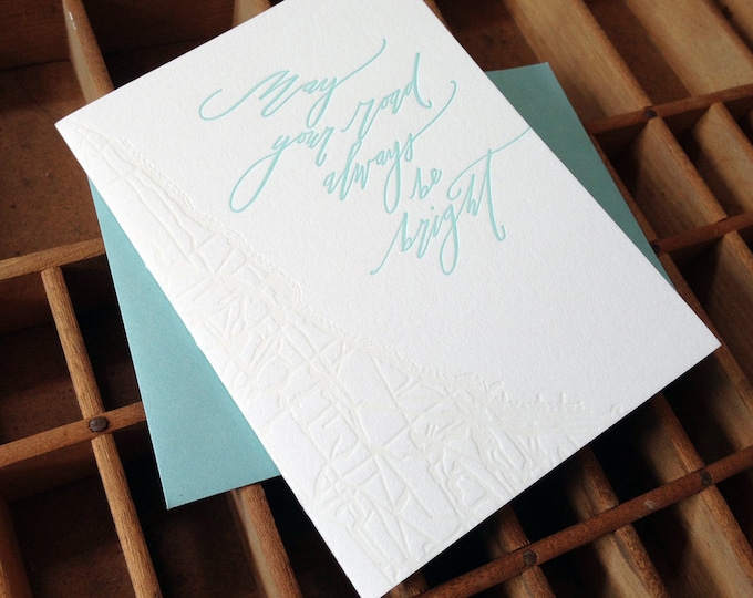 Letterpress Betsy Dunlap Calligraphy Bright Road Map Card - Etsy