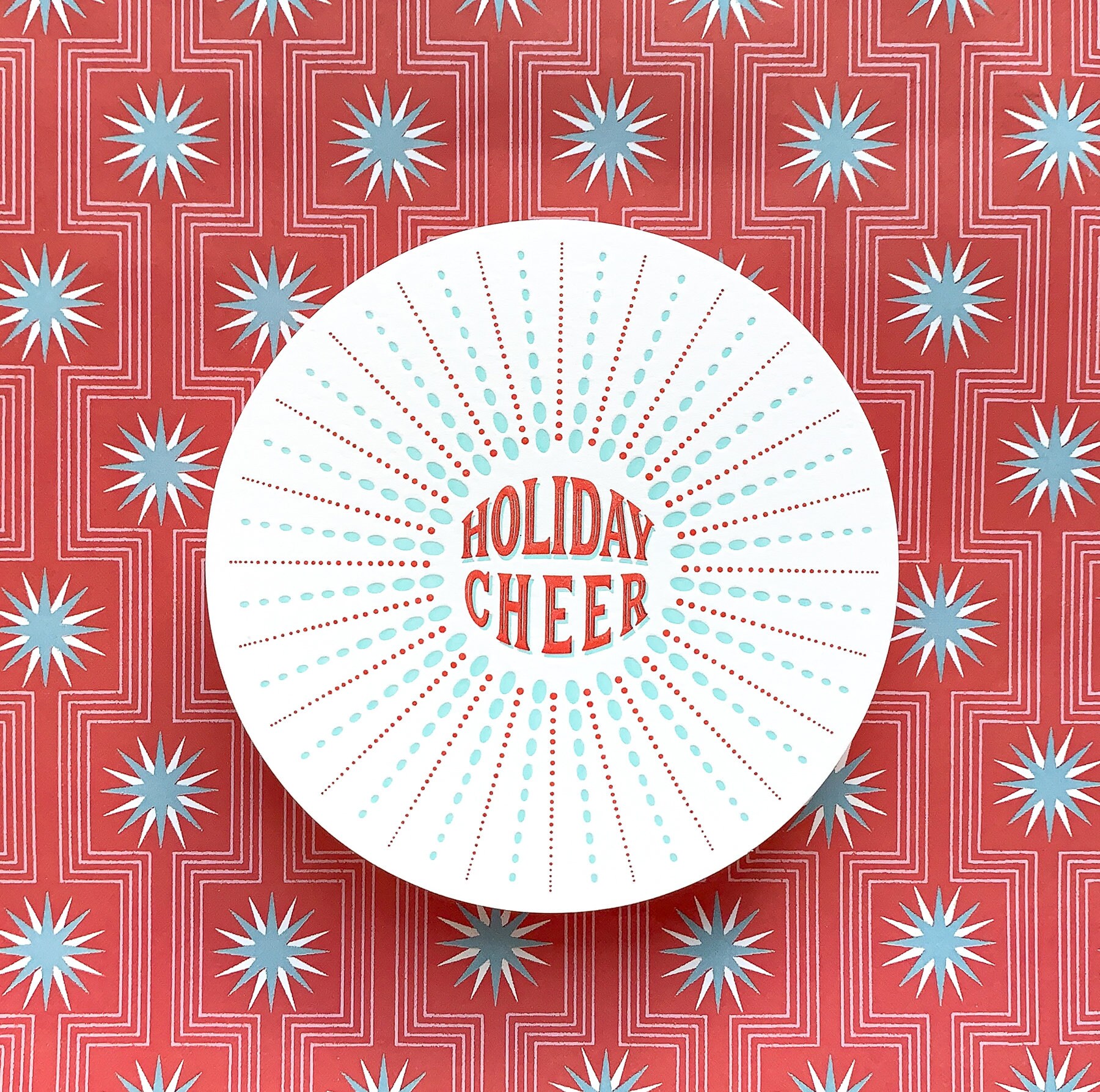 Letterpress Holiday Cheer Circle Card | Etsy
