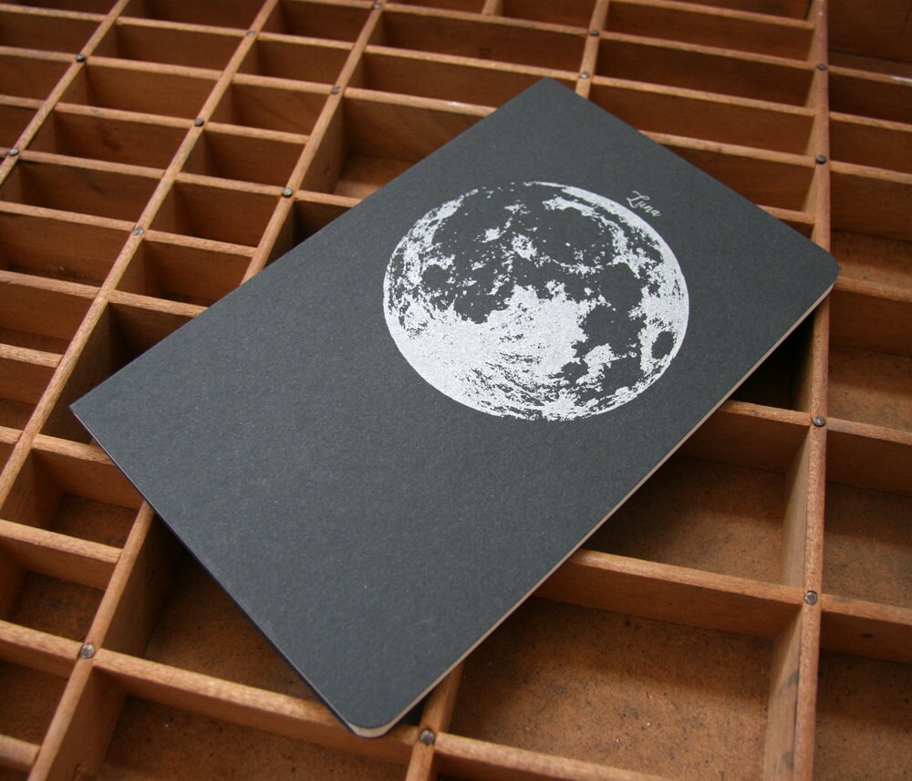 Letterpress Notebook Moon Recycled - Etsy