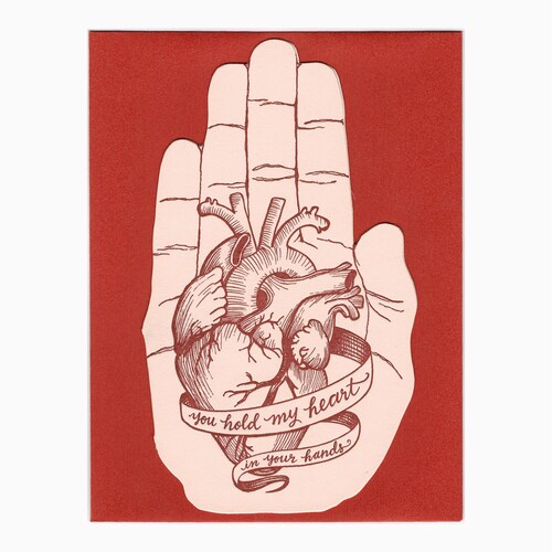 Letterpress Skeleton Hand Shaped Card - Etsy