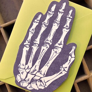 Letterpress Skeleton Hand Shaped Card - Etsy