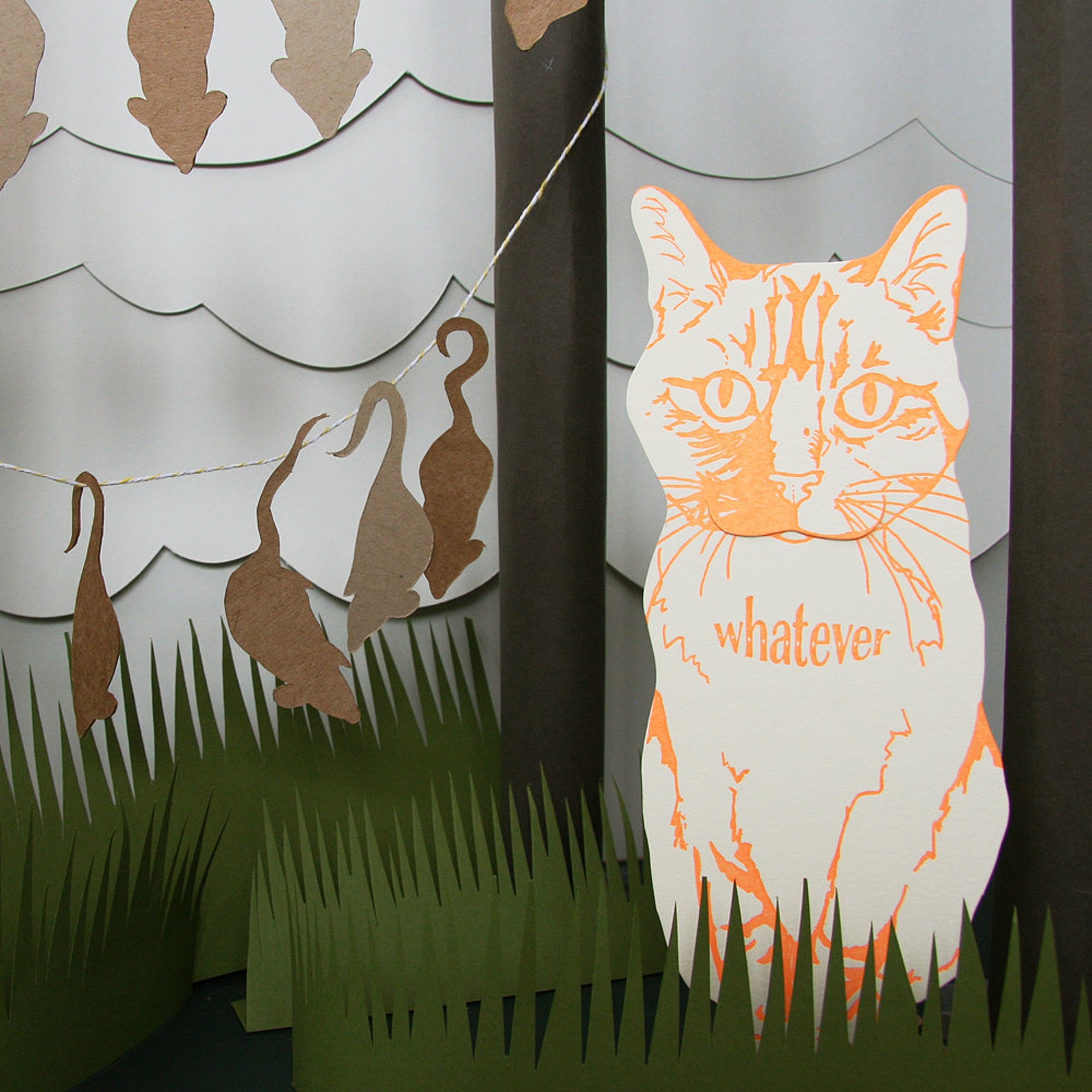 Letterpress Cat Gift Card - Etsy