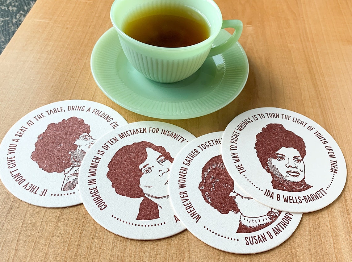 Inspiring Women Letterpress Coasters Red - Etsy