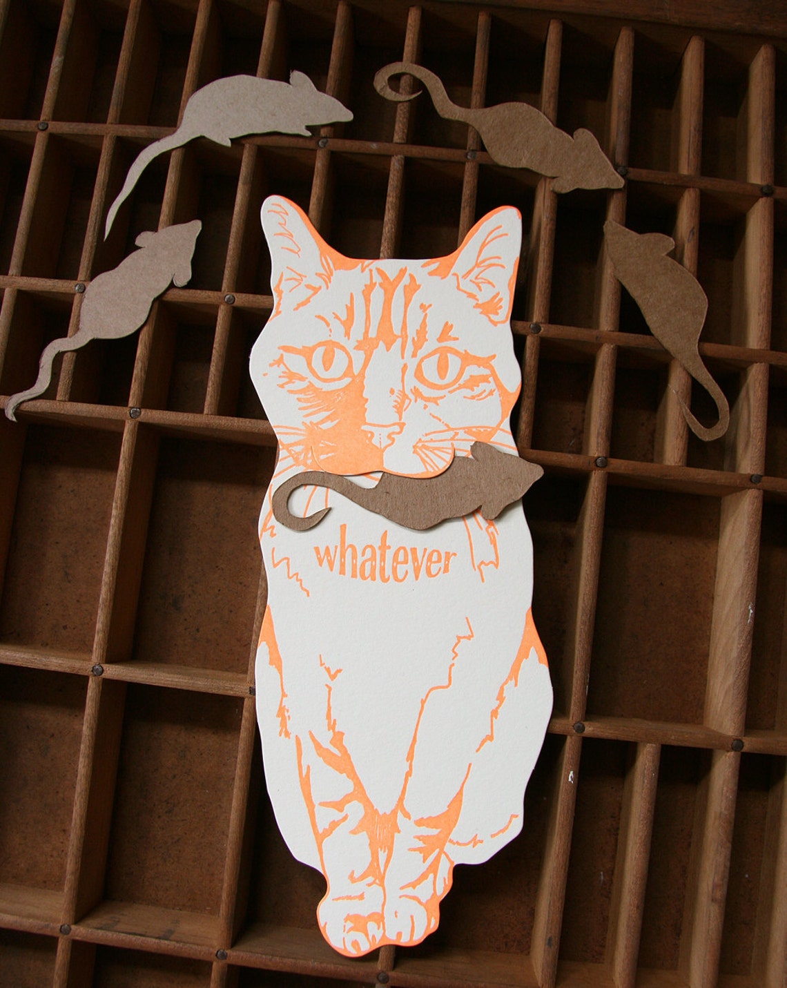 Letterpress Cat Gift Card - Etsy