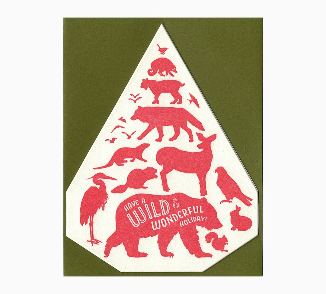 Letterpress Wild Holiday Card - Etsy