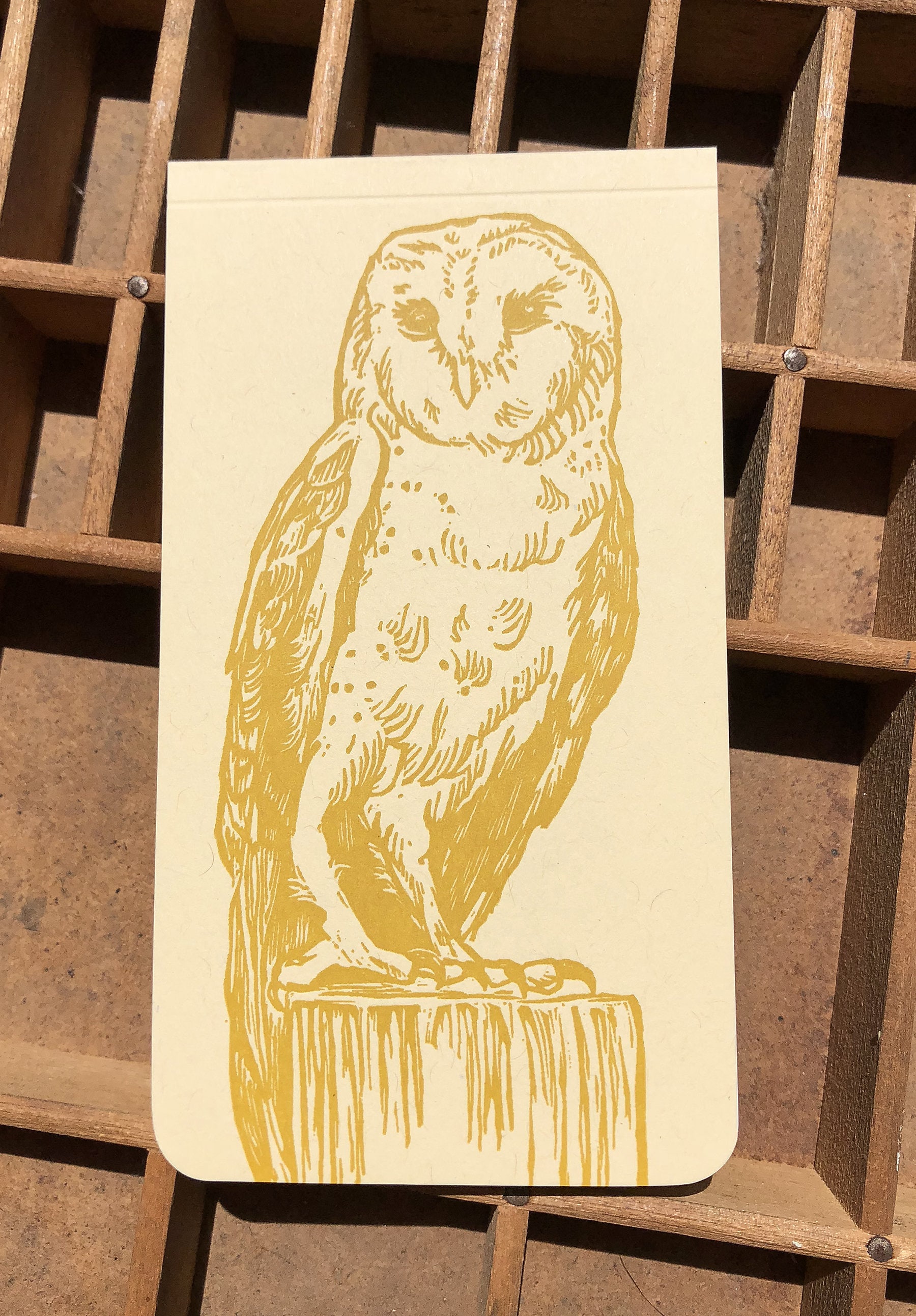 Letterpress Barn Owl Jotter Notepad - Etsy