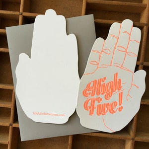 High Five Letterpress NEON Card - Etsy