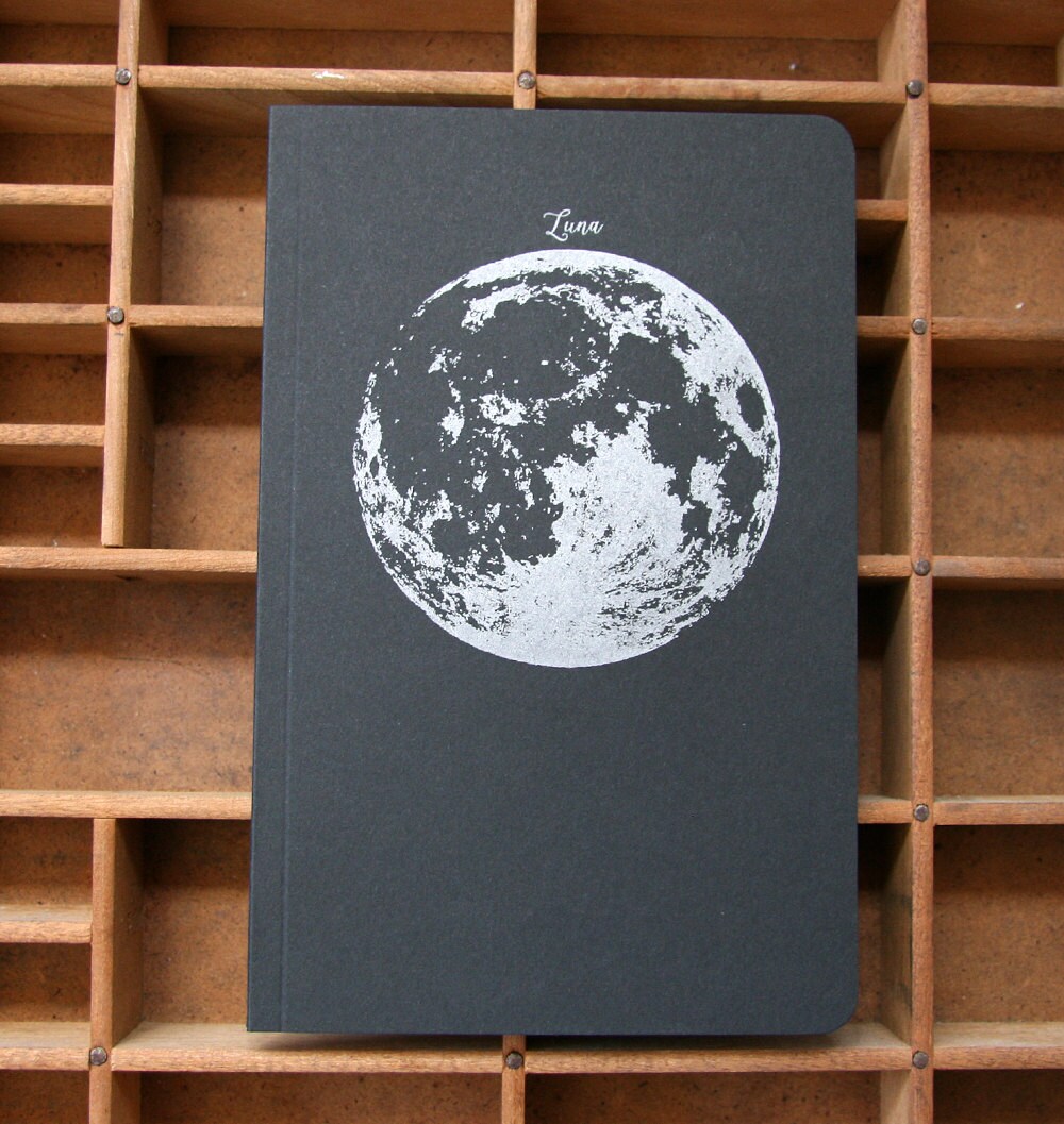 Letterpress Notebook Moon Recycled - Etsy