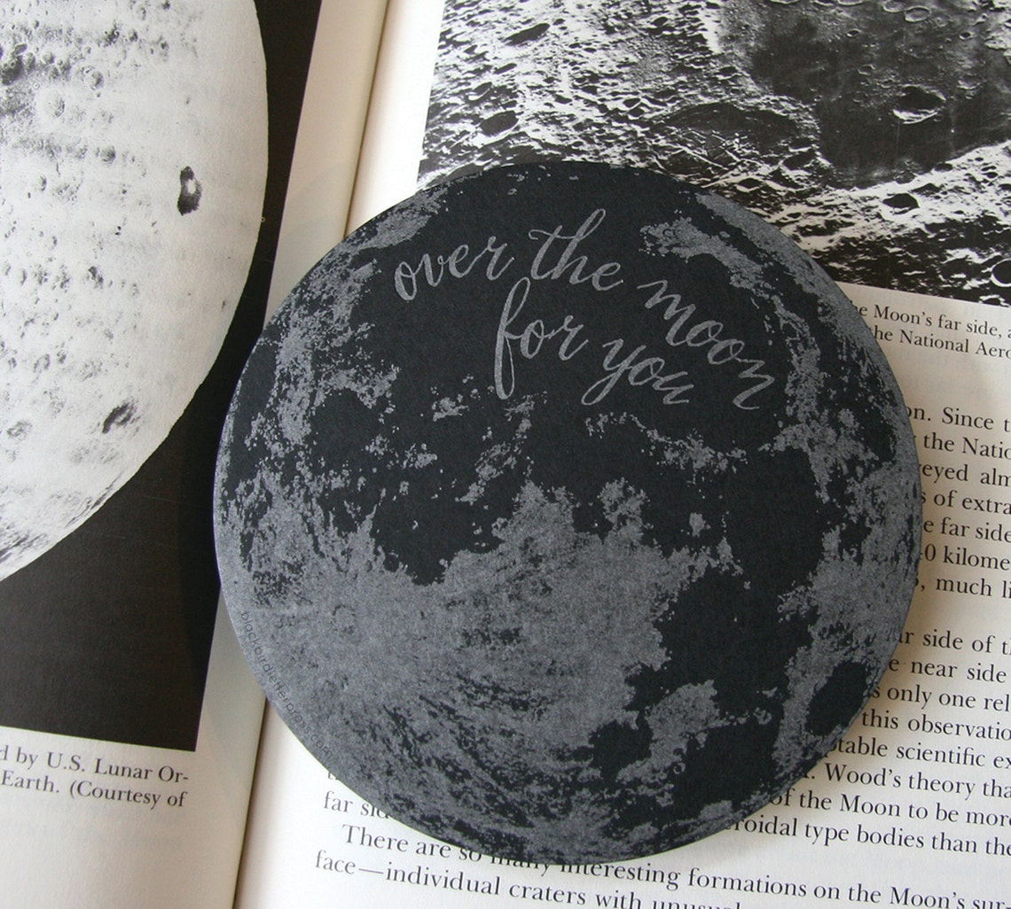 Letterpress Moon Die Cut Card - Etsy